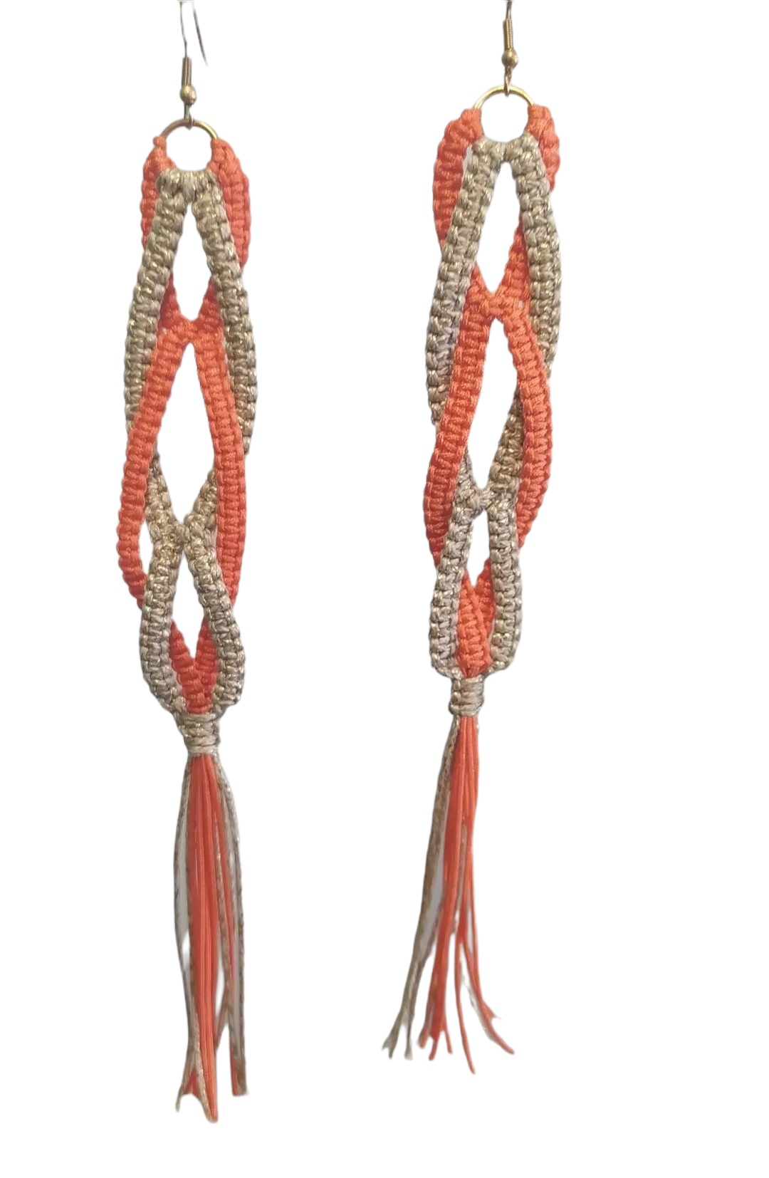 Χειροποίητα macrame σκουλαρίκια δίχρωμα – Aikaterina The Jeweller
